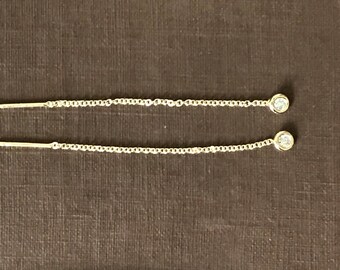 White Gold Threader Earrings - Etsy