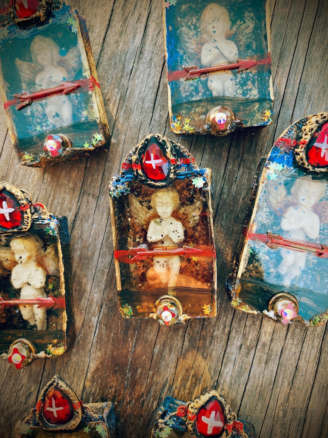 SALE! Cupid Enchanted Art Shrine, Whitmire Art, Altarpiece, Match Box ...