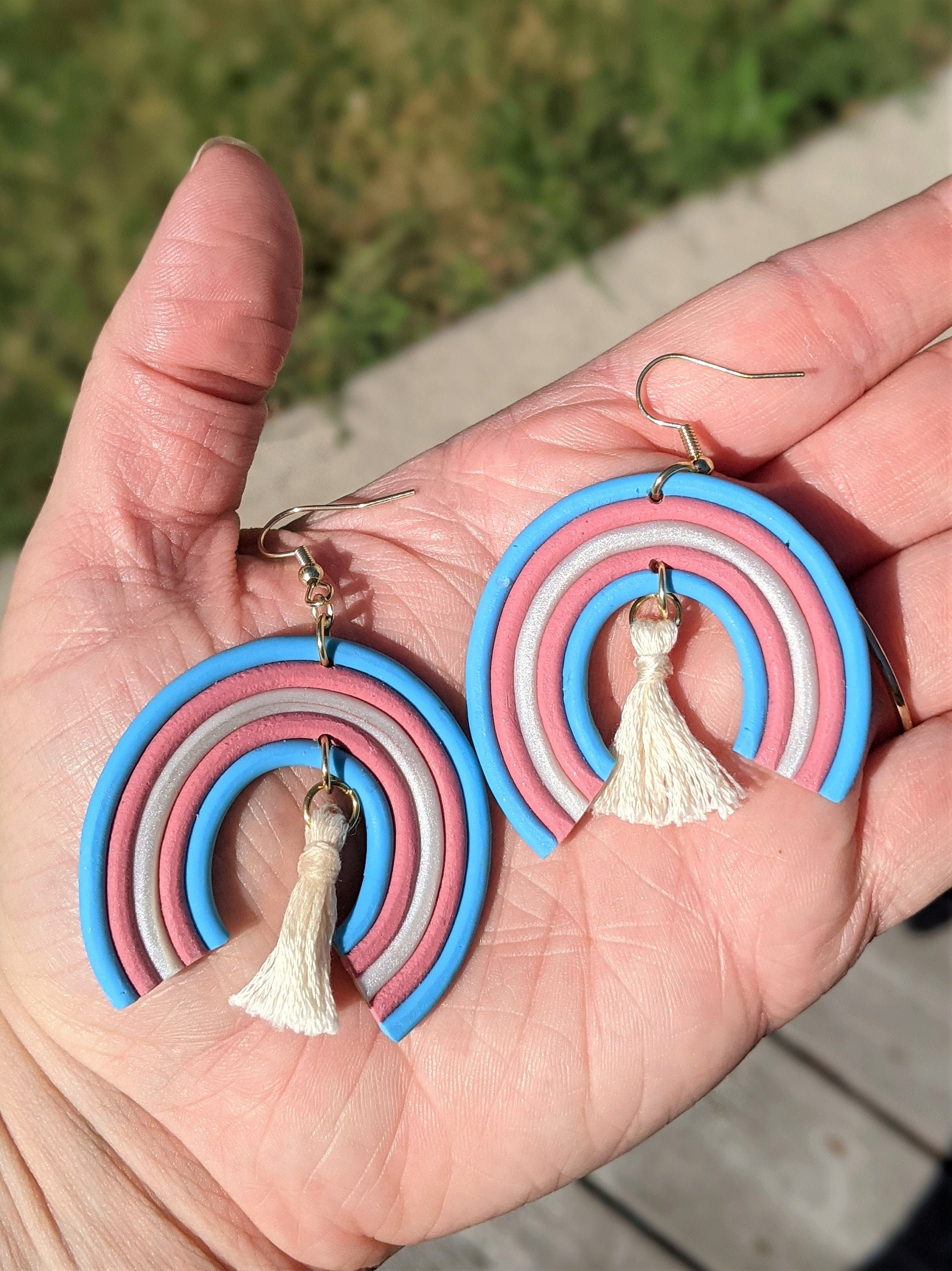 Trans Pride Earrings Trans Earrings Blue & Pink Earrings | Etsy