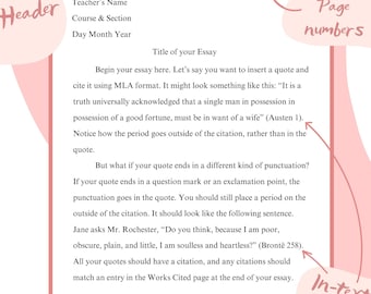 MLA Format Basics Guide Classroom Poster Digital Download Printable ...