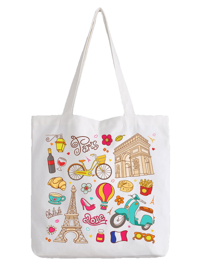 Paris Theme Cotton Tote Bag: French City Design - Etsy