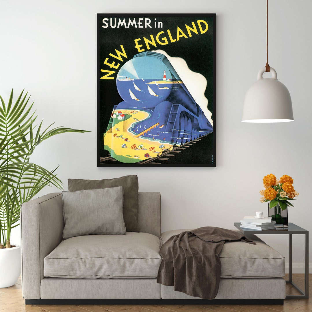 New England Poster New England Tourist Poster Retro Travel - Etsy