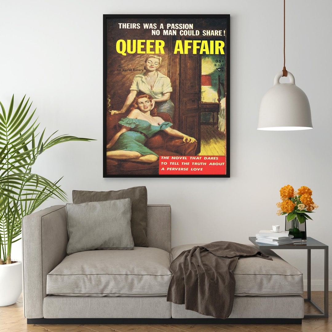 Queer Affair Lesbian Pulp Cover Reproduction LGBT Gay Vintage Art Print Poster Print A4 A0 ...