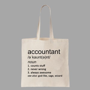 Accountant Funny Tote Bag Black White Beige Shopping Shopper Job Work ...