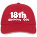 18th Birthday Girl Baseball Hat Cap Birthday Gift Present Birth Year ...