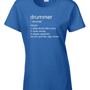 Drummer Women's Funny Dictionary Definition T-shirt Music Musician ...