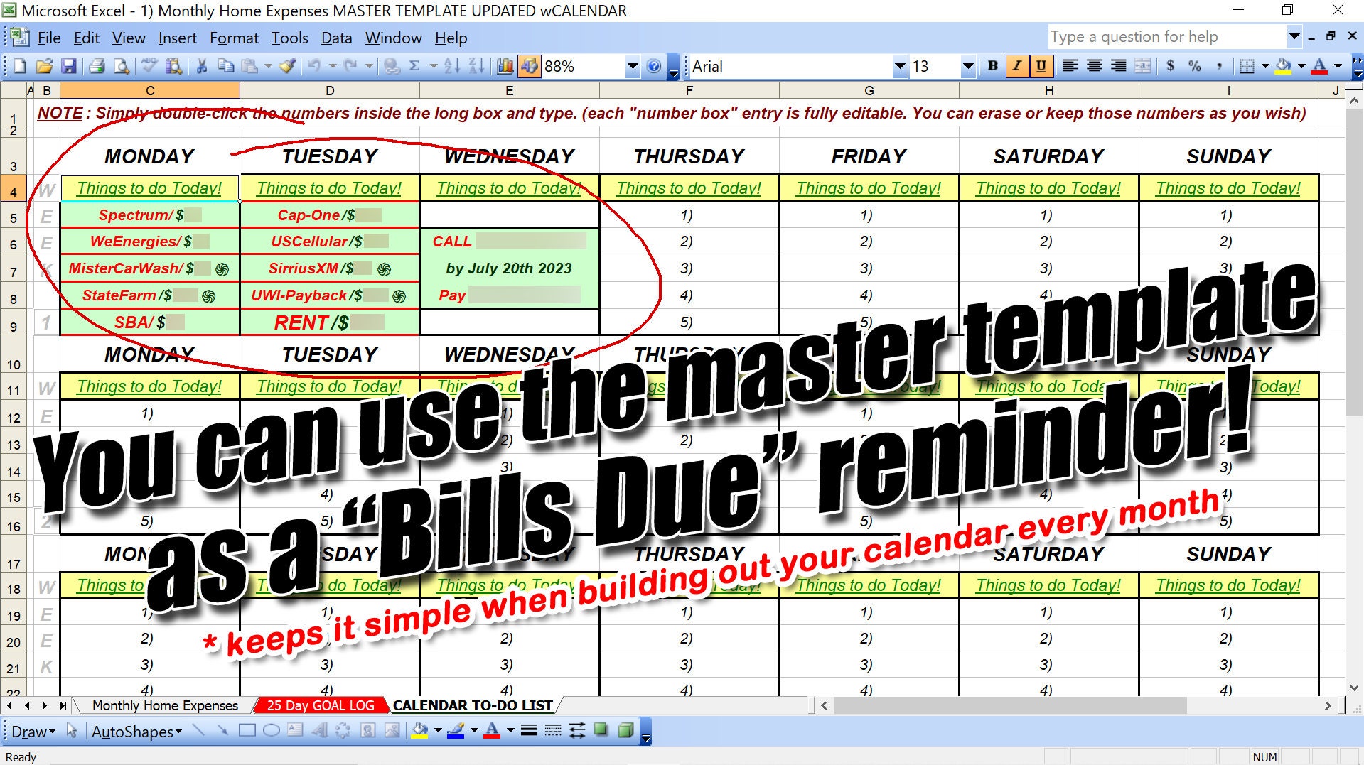 The Monthly Home Expenses Spreadsheet Personal Expense Excel Tracker ...