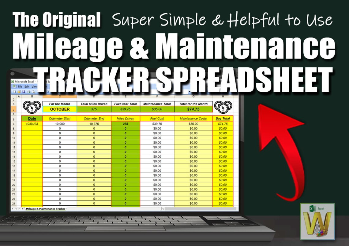 The Mileage & Maintenance Tracker Excel Spreadsheet | Expense Log ...