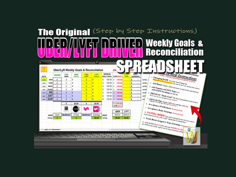 The Uber/lyft-driver Weekly Goals & Reconciliation SPREADSHEET ...