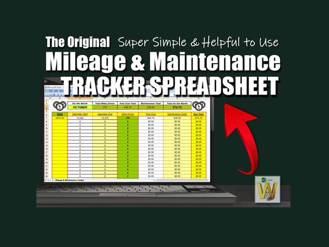 The Mileage & Maintenance Tracker Excel Spreadsheet Expense Log Vehicle ...