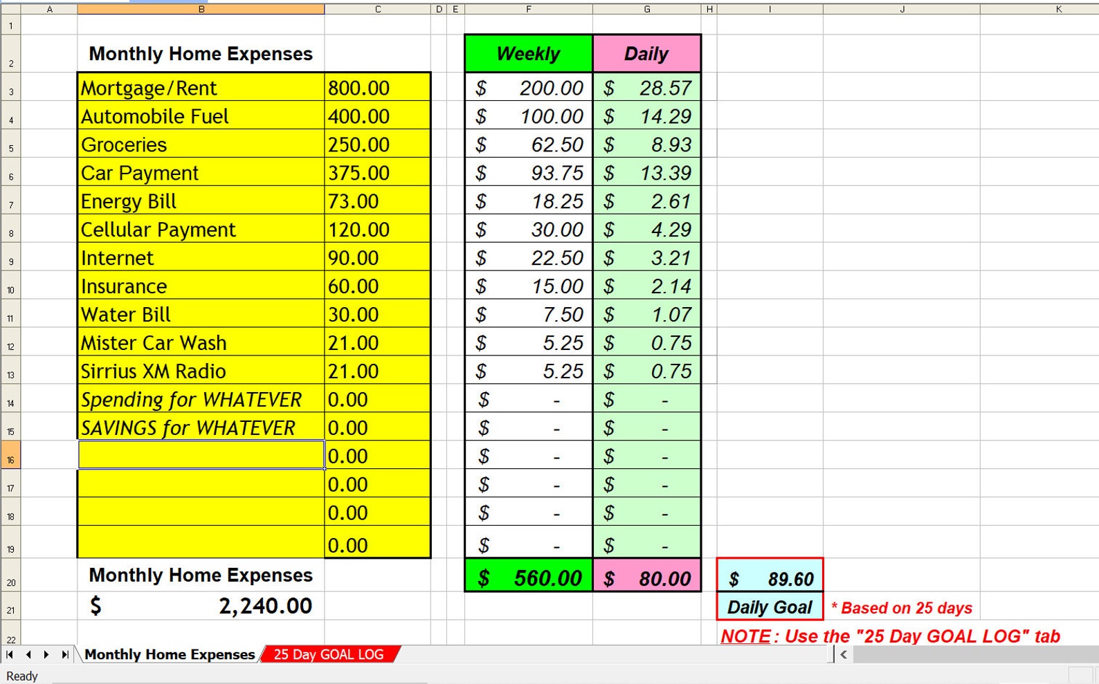 The Monthly Home Expenses Spreadsheet Personal Expense Excel Tracker ...