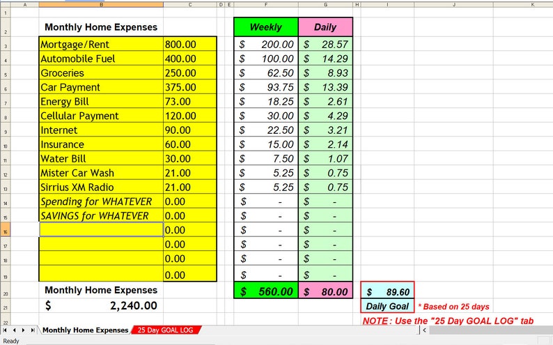 The Monthly Home Expenses Spreadsheet Personal Expense Excel Tracker ...
