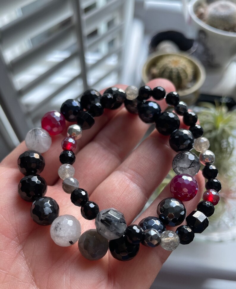 Mini Energy Vampire Protection Bracelet | Onyx, Tourmaline, Quartz ...
