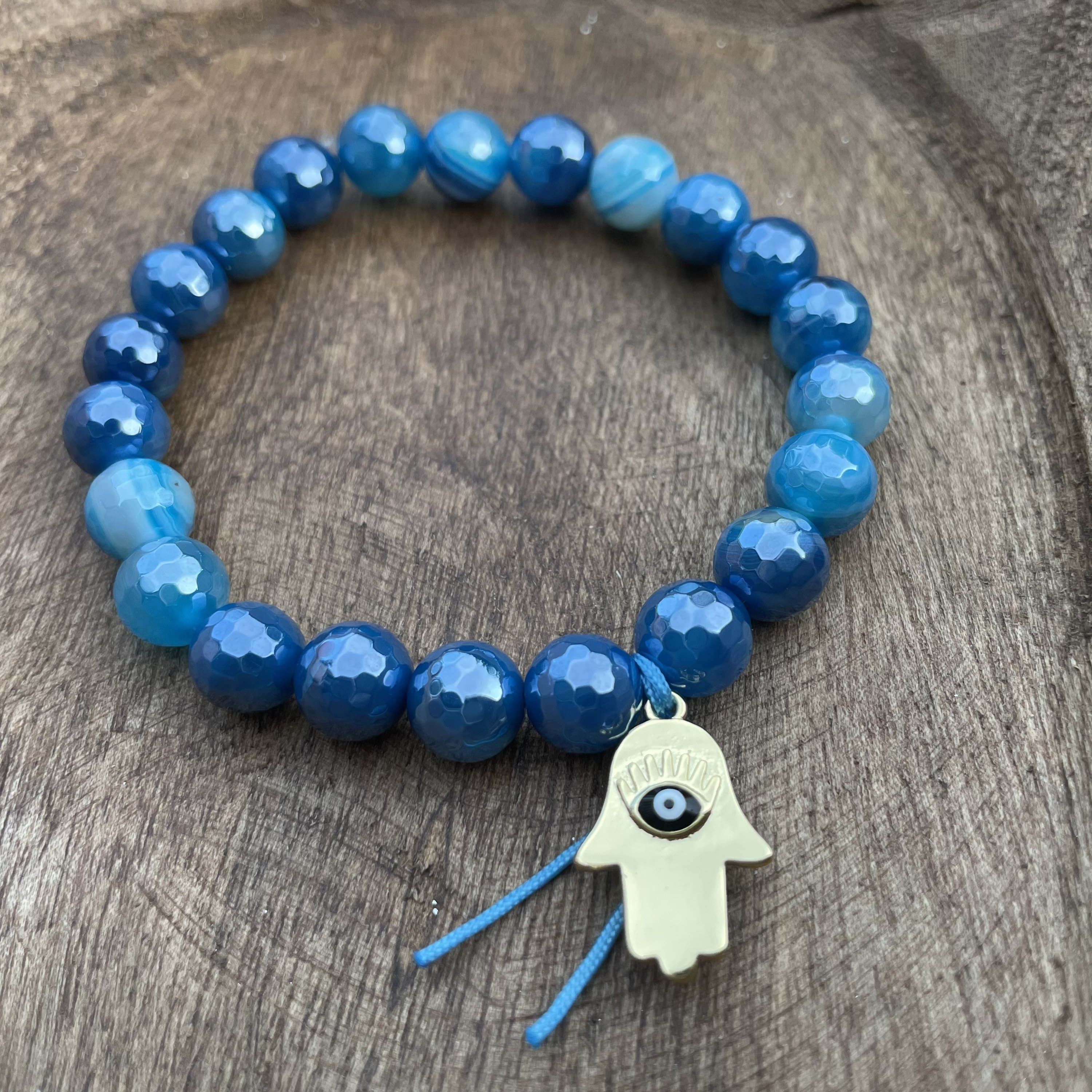 Evil Eye Agate Bracelet | Mystic Mermaid Evil Eye Agate Hamsa | Plated ...
