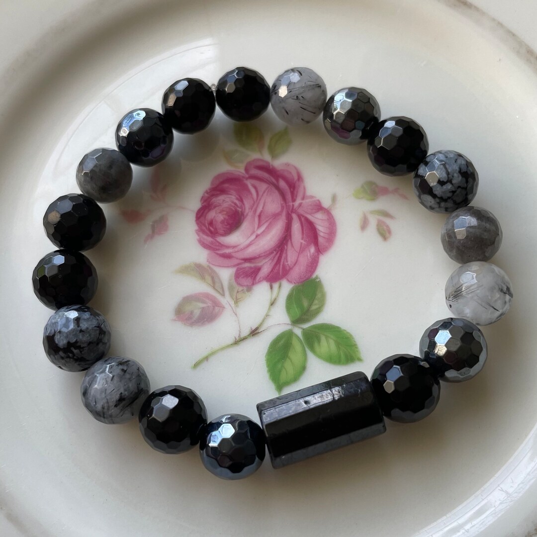 Energy Vampire Protection Bracelet Midnight Edition | Chunky Onyx ...