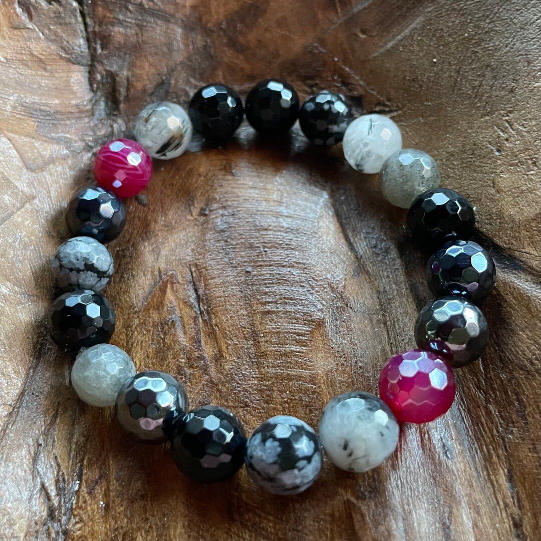 Energy Vampire Protection Bracelet | Chunky Onyx, Obsidian, Tourmaline ...
