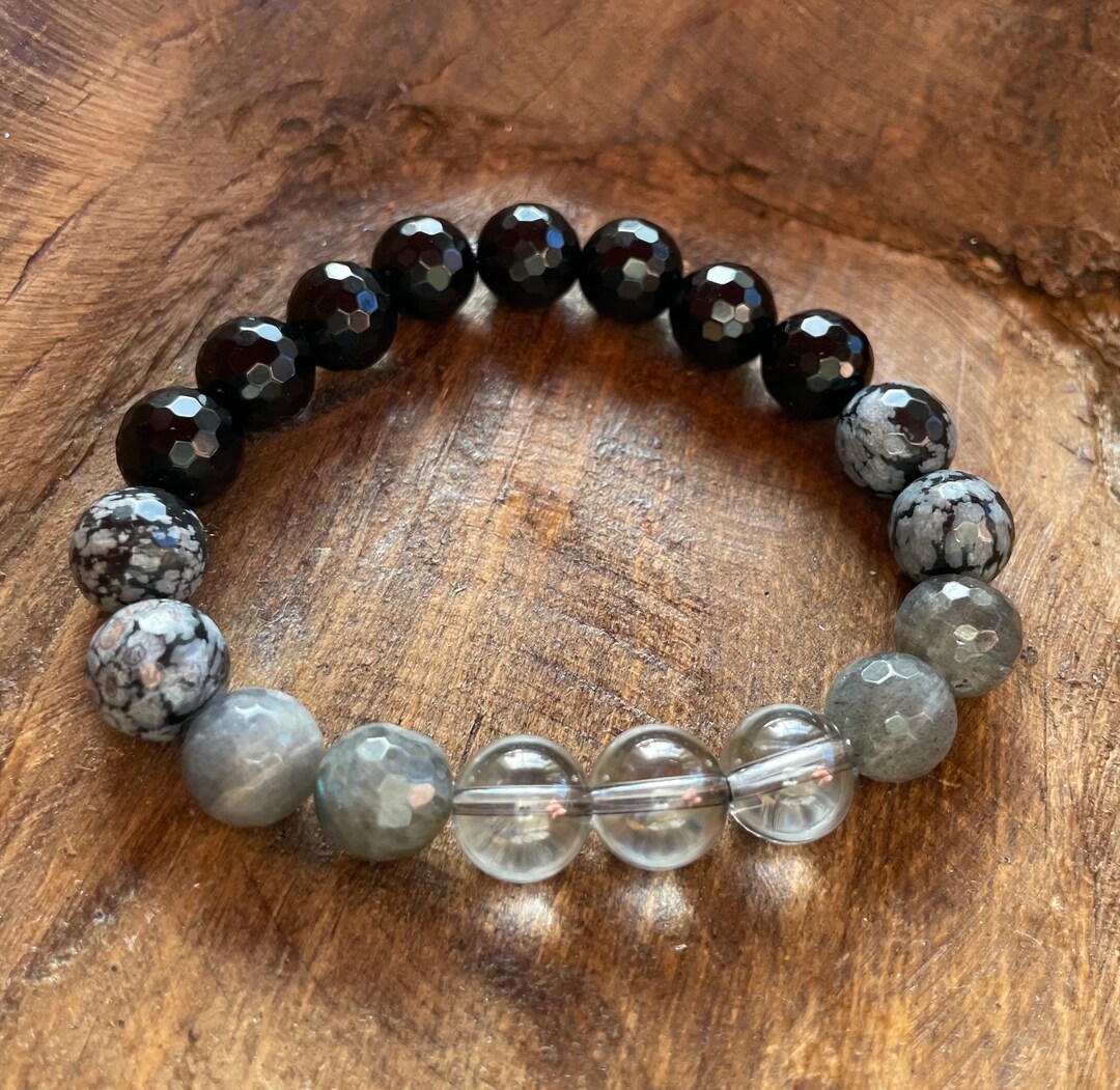 Chunky Moon Shadow Bracelet | Shadow Work Support | Onyx, Snowflake ...