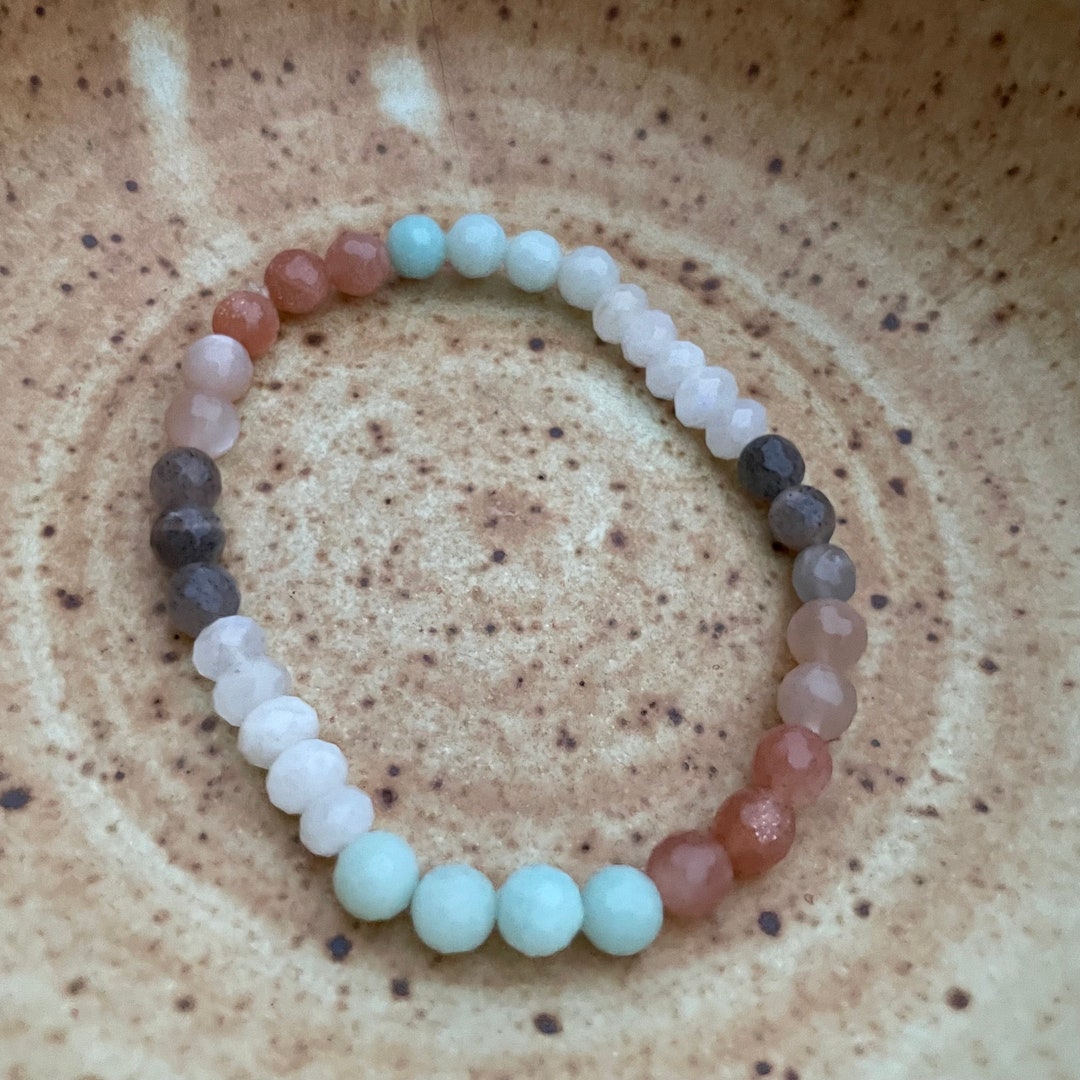 Mini Coastal Dreaming Bracelet | Amazonite, Sunstone + Rainbow ...