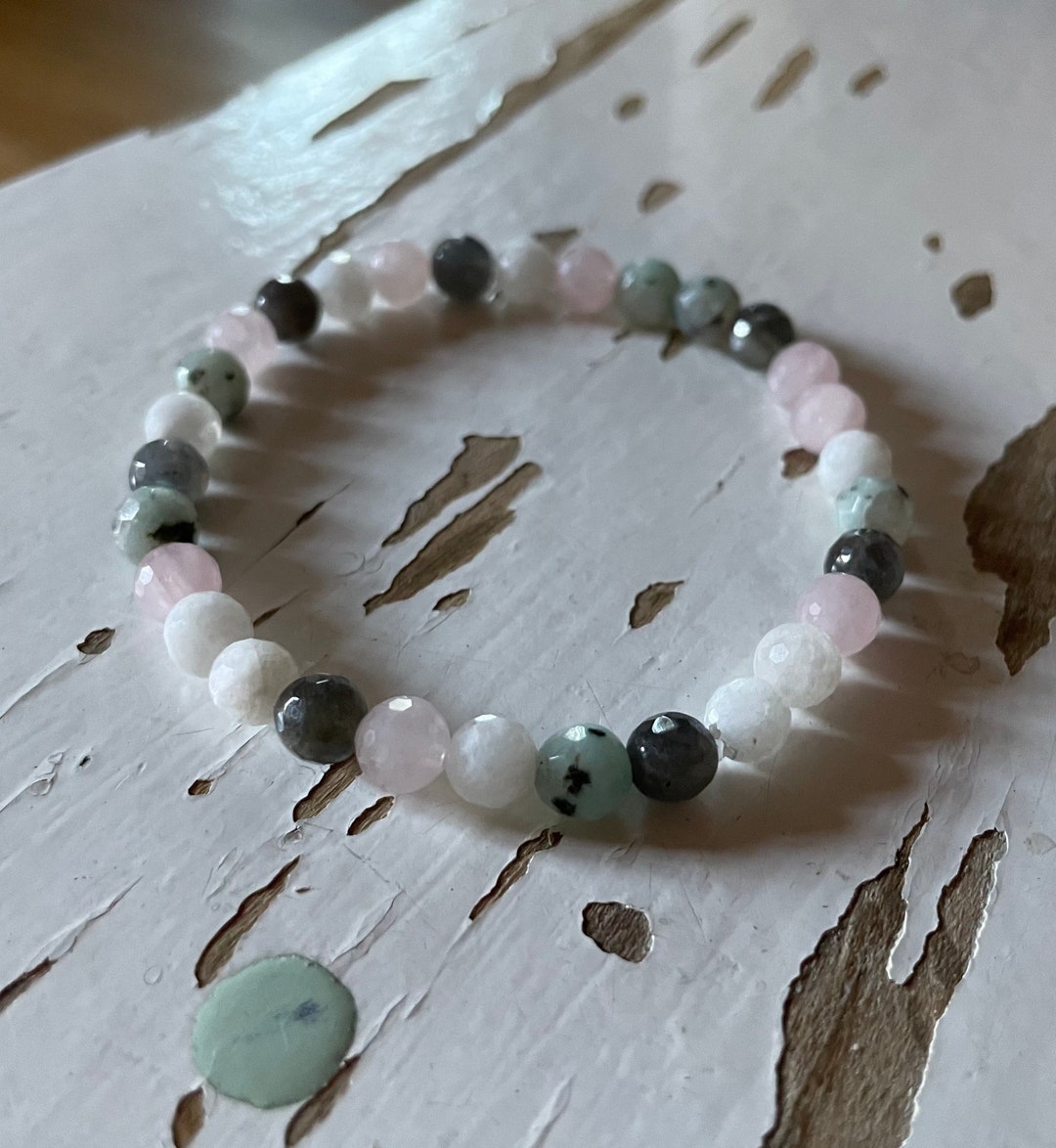 Mini Moon Magic Bracelet | Moonstone, Sesame Jasper, Labradorite + Rose ...