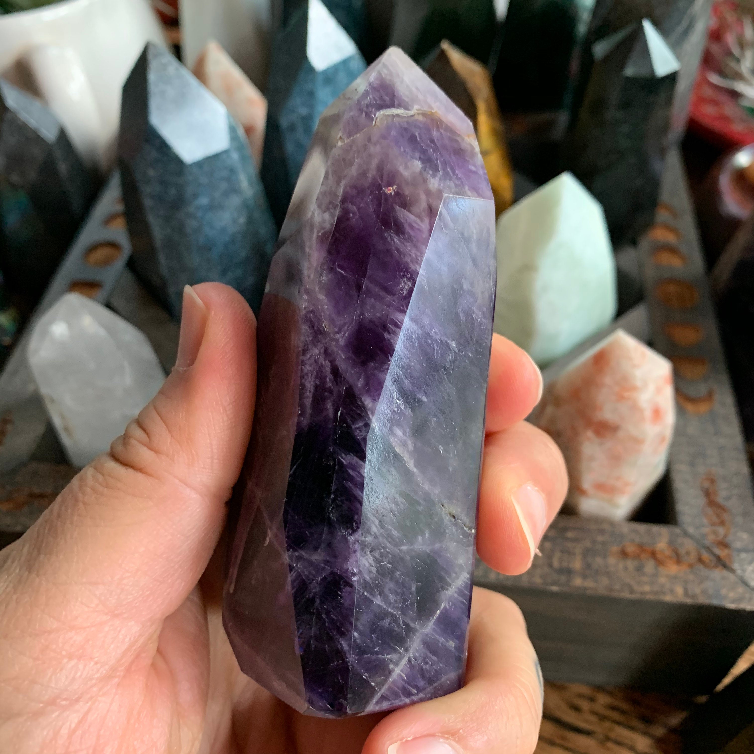 Hand Carved Amethyst | 3 Inch Tower | Point | Spiritual Junkies | Reiki ...