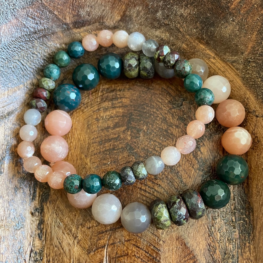 Earth + Sun Bracelet | Bloodstone, Dragon Blood, Sunstone + Moonstone ...