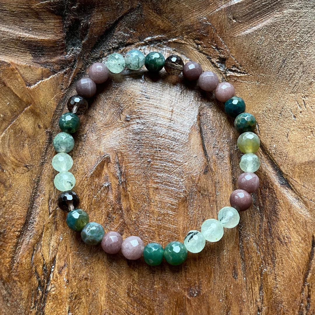 Mini Tree Hugger Bracelet | Moss Agate, Indian Agate, Purple Aventurine ...
