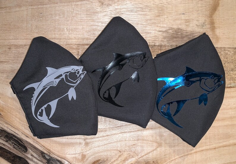 100% Cotton Ahi Tuna Fish Face Mask Dark Gray Solid Nose - Etsy