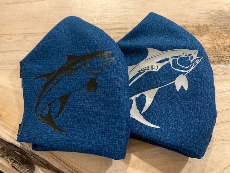 100% Cotton Textured Blue Ahi Tuna Fish Face Mask - Nose Wire Optional ...