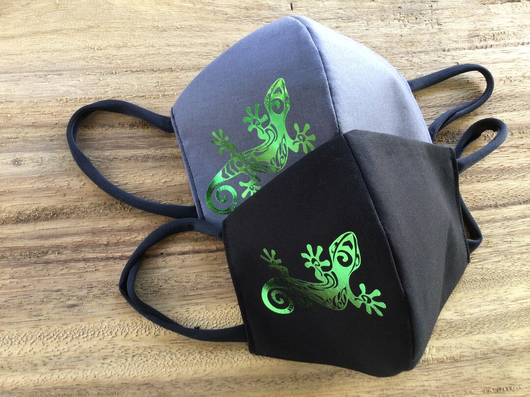 Layered Face Mask With Lizard Decal - Kids and Adult Sizes Available ...