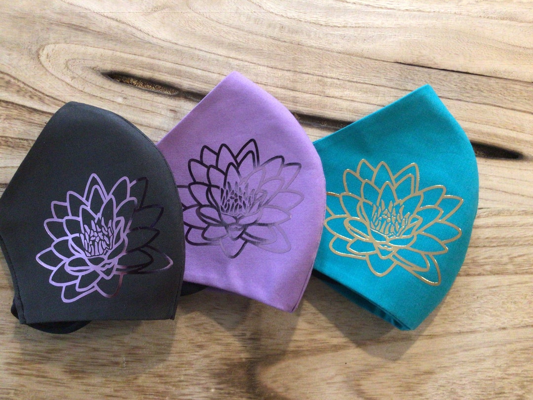 100% Cotton Lotus Blossom Face Mask - Nose Wire Optional- All Day Wear ...