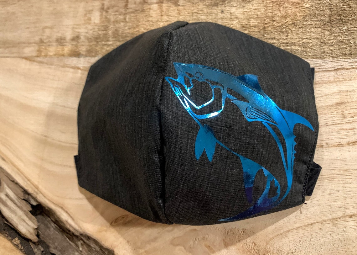 100% Cotton Blue Ahi Tuna Fish Face Mask Textured Dark Gray - Etsy