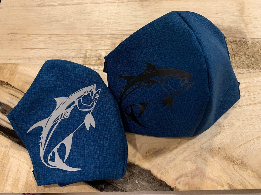 100% Cotton Textured Blue Ahi Tuna Fish Face Mask - Nose Wire Optional ...