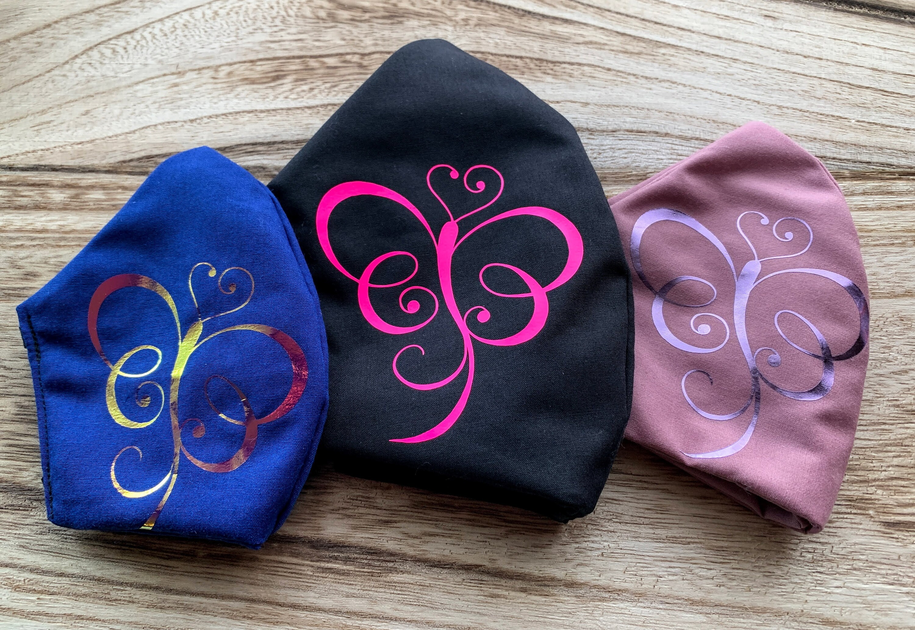 Kids/adult Size Layered Butterfly Decal Face Mask - Nose Wire Optional ...