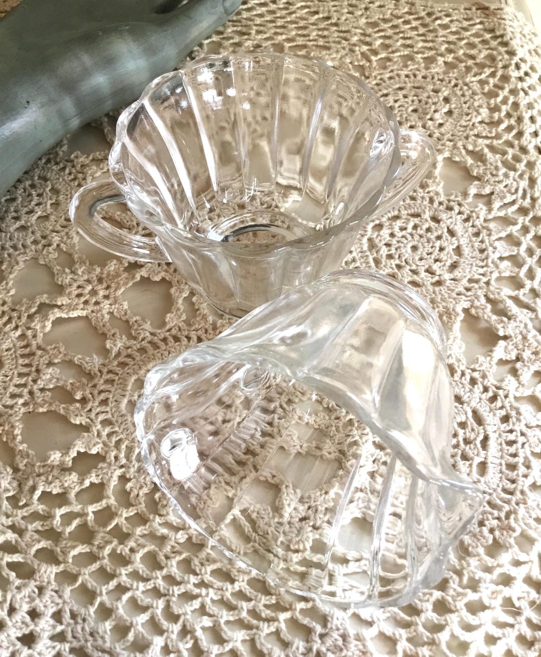 Vintage Depression Sugar Creamer Glass Set Imperial Amberina Footed - Etsy