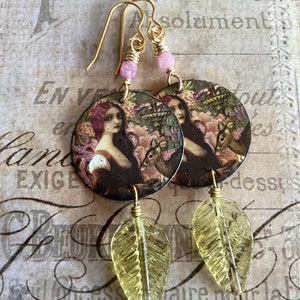 Forest Nymph Artisan Earrings, Enameled Earrings, Woodland Girl, Long ...