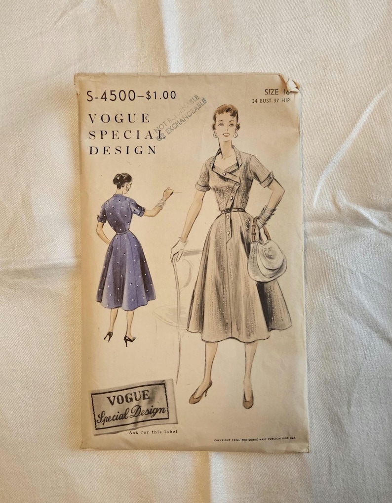 RARE Vintage 1940's Vogue Special Design Pattern S-4500/size 16 - Etsy