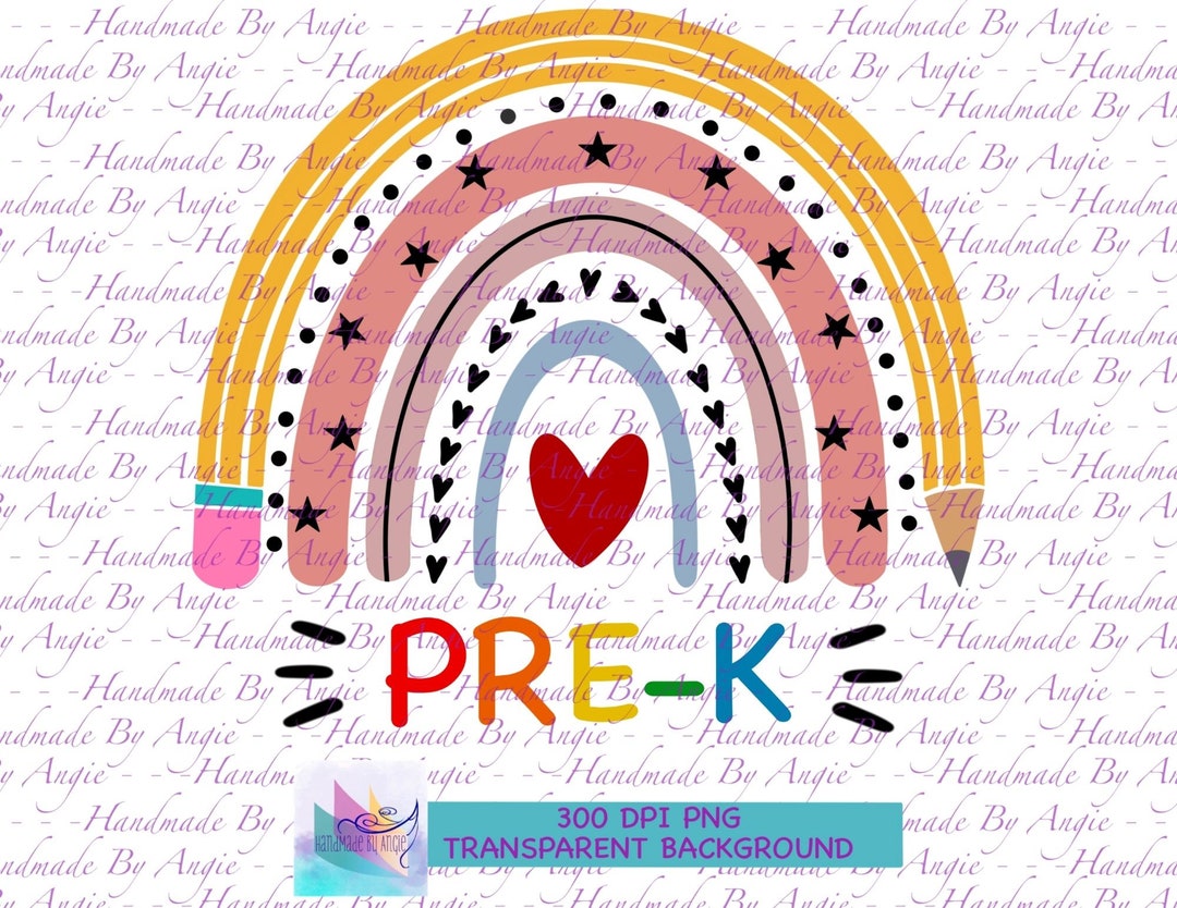 Pre K Pencil Rainbow PNG Design, Stars, Heart, Rainbow, Teacher, Pre K ...