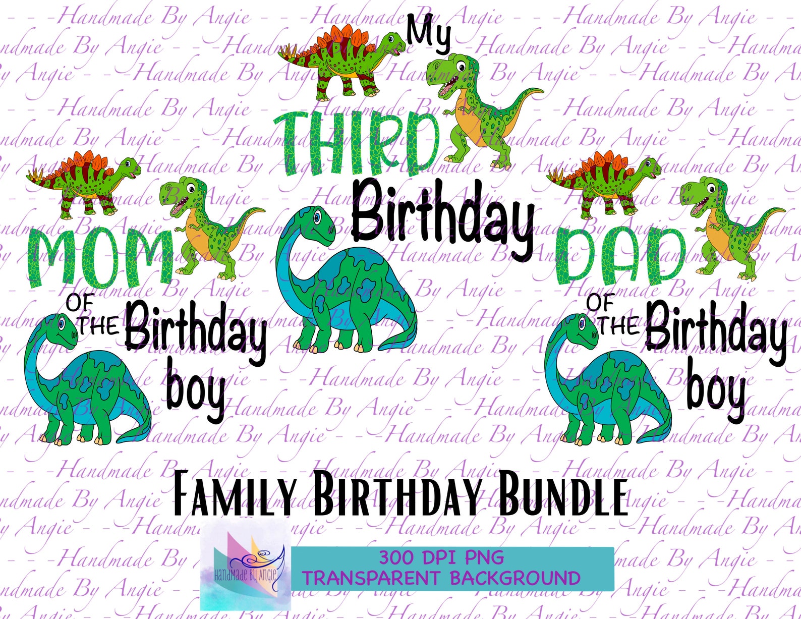 Third Birthday Dino Family Png's Happy Birthday - Etsy