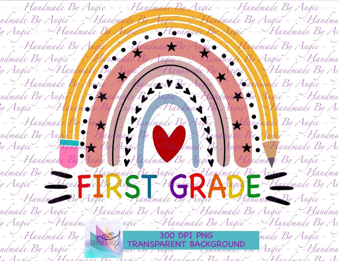 First Grade Pencil Rainbow PNG Design, Stars, Heart, Rainbow, Teacher ...