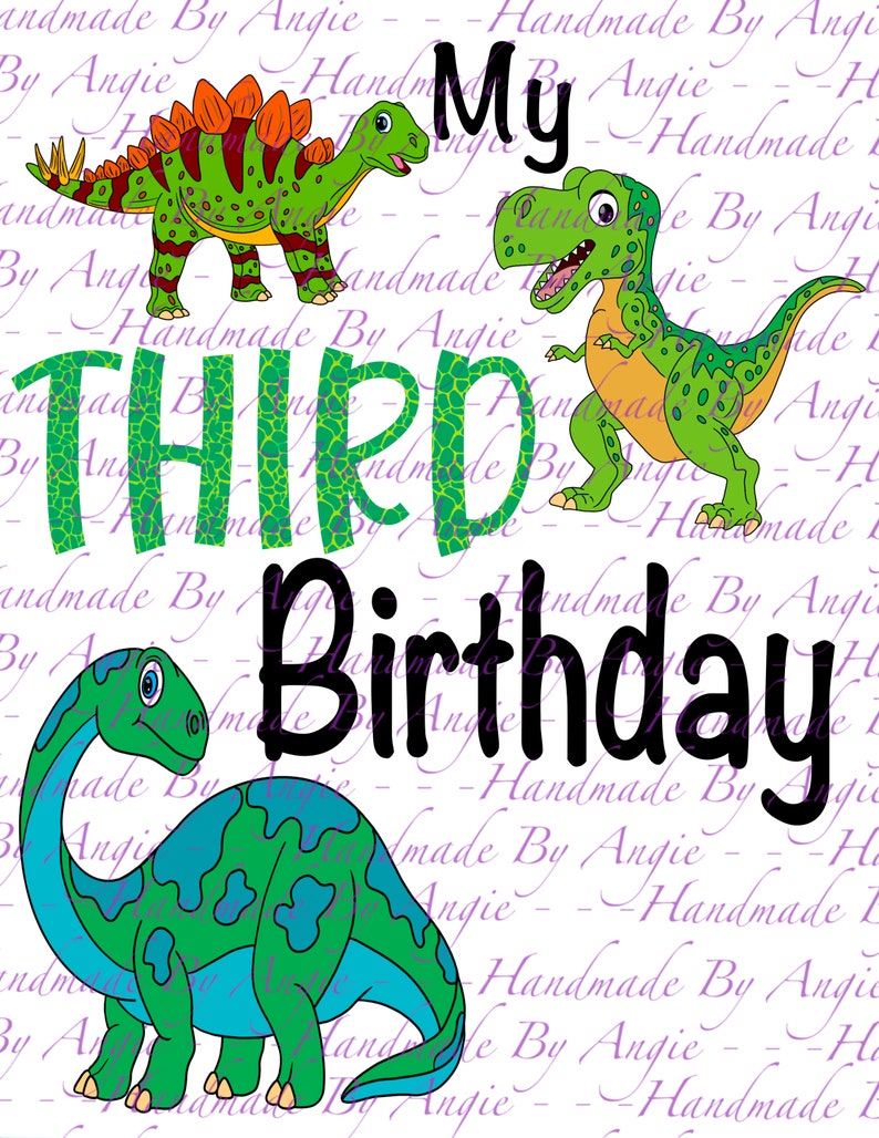 Third Birthday Dino Family Png's Happy Birthday - Etsy