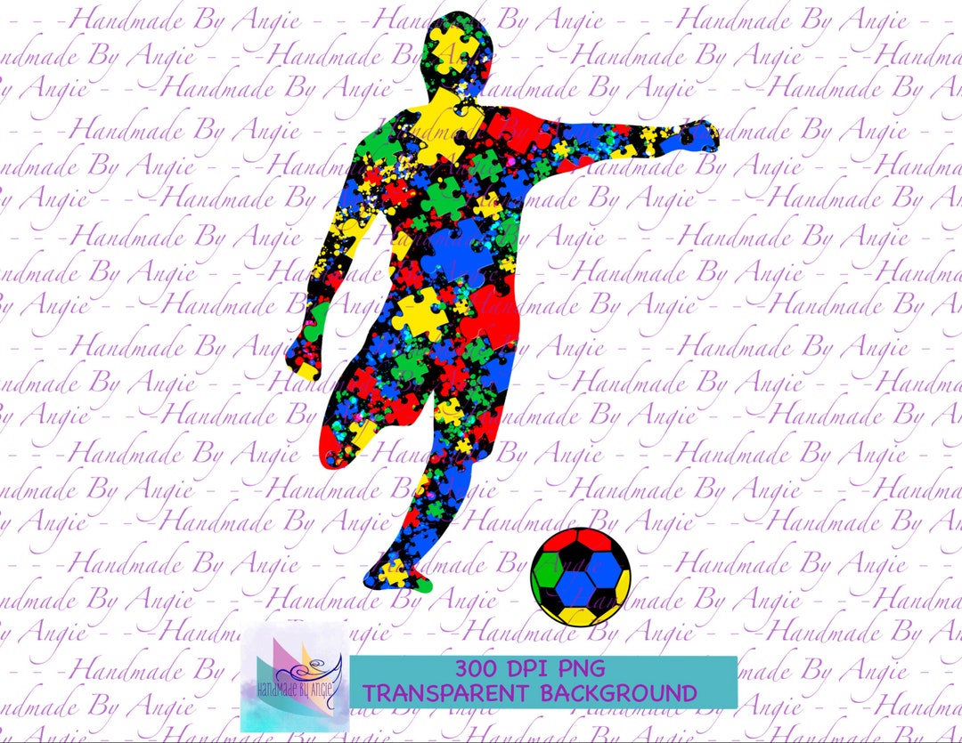Autism Awareness PNG, Soccer Player Puzzle Pieces, Sublimation Digital ...