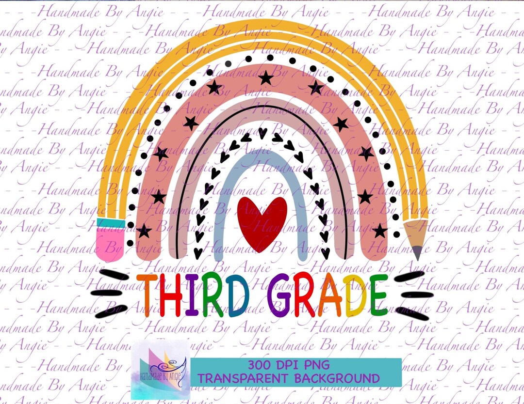 Third Grade Pencil Rainbow PNG Design, Stars, Heart, Rainbow, Teacher ...