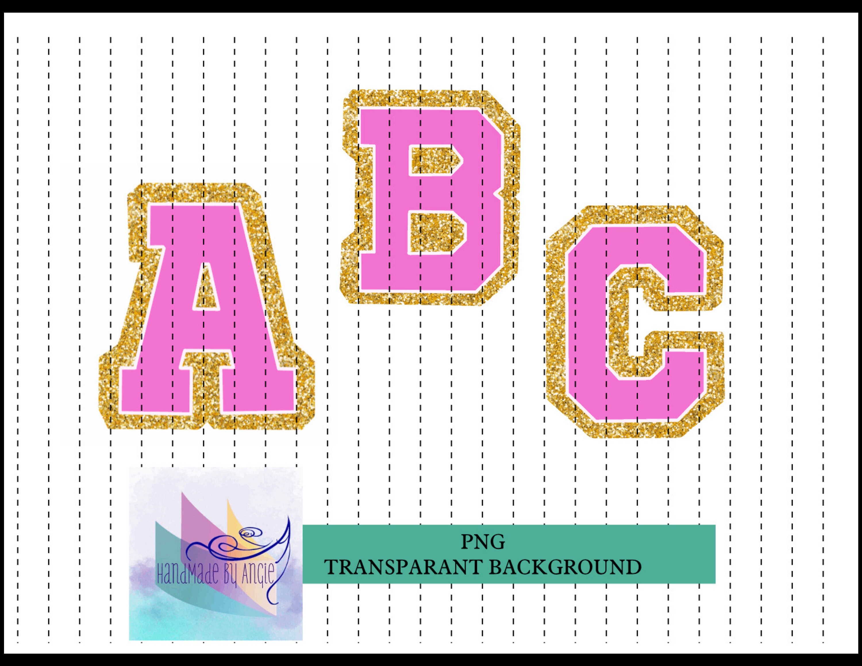 Light Pink and Gold Glitter Alphabet Png's Sublimation | Etsy