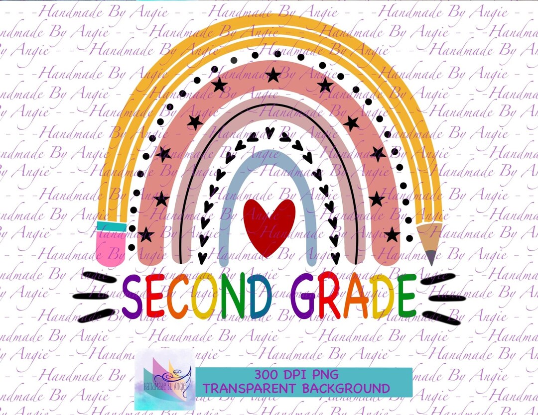 Second Grade Pencil Rainbow PNG Design, Stars, Heart, Rainbow, Teacher ...