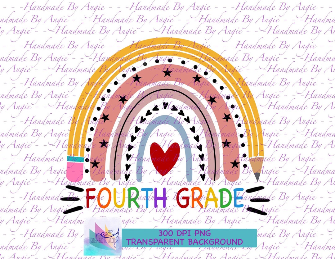 Fourth Grade Pencil Rainbow PNG Design, Stars, Heart, Apple, Rainbow ...