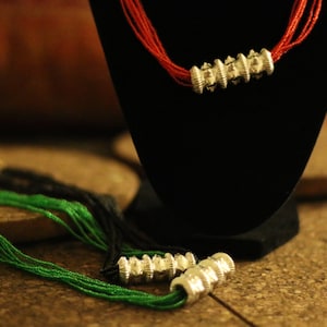 Silver Nepali Tilri in Red or Green or Black Poth or Multicolor Poth ...