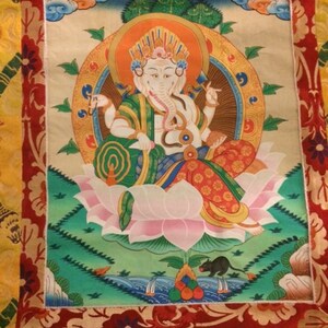 Hand Made Buddhist Thangka / Thanka in Silk and Brocade Wall Hanging ...