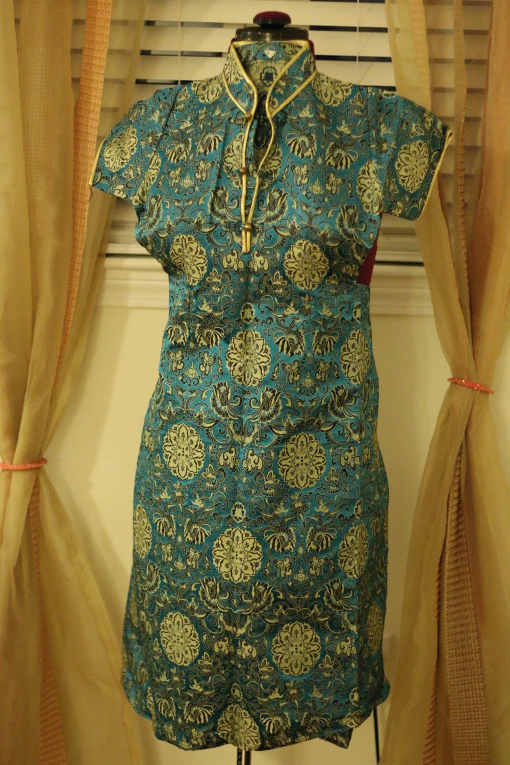 Teal Black and Gold colored Asian / Tibetan dress / Bakhu / | Etsy