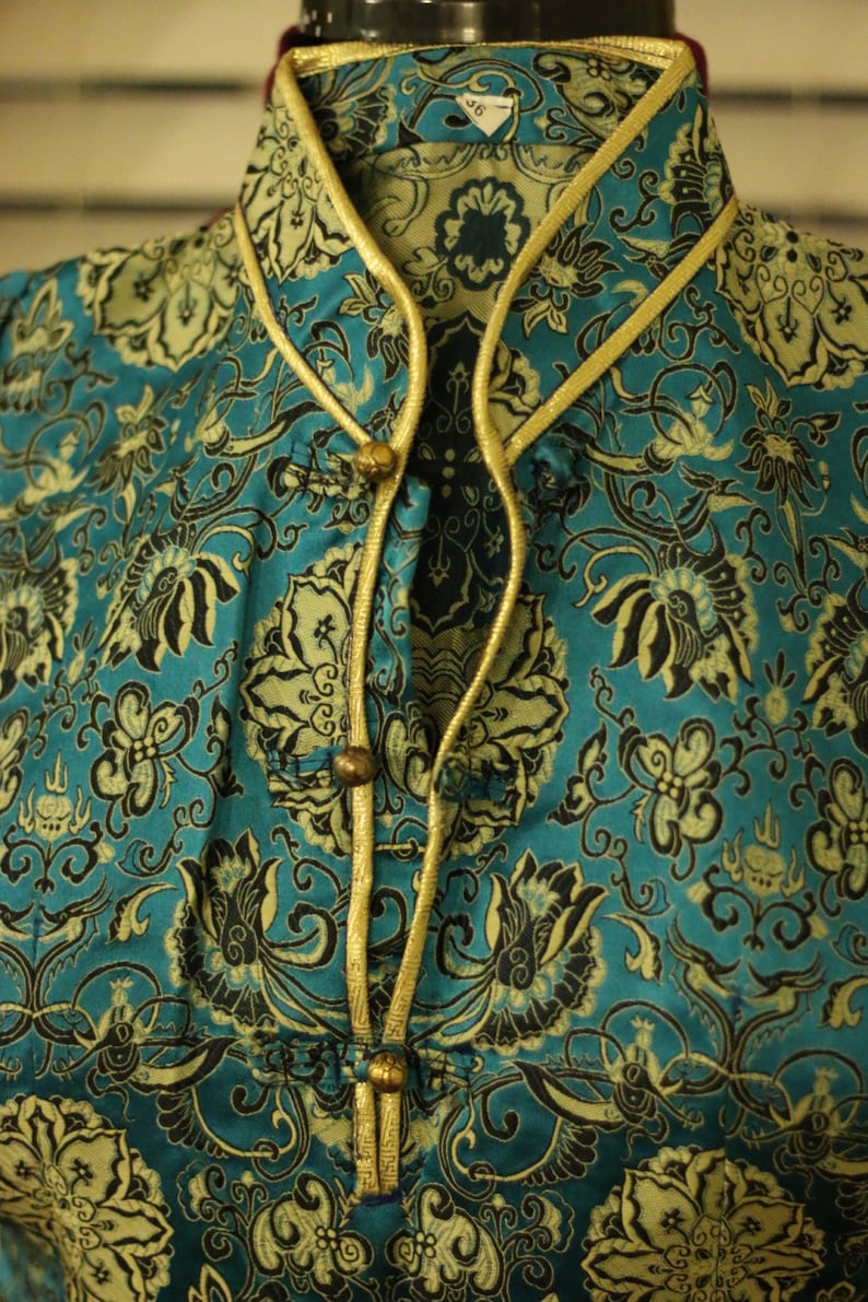 Teal Black and Gold Colored Asian / Tibetan Dress / Bakhu / | Etsy