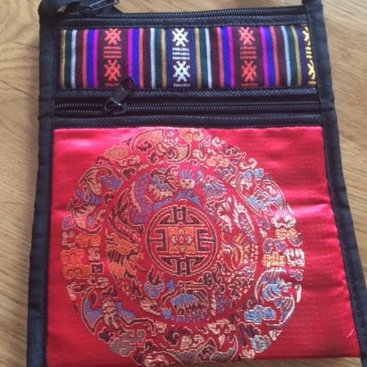 Messenger Bag Reversible Brocade in Green Red Chardonnay - Etsy